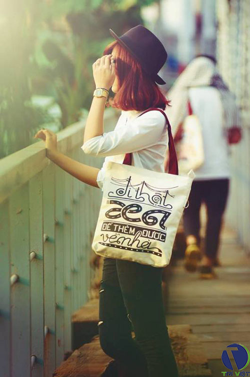 Style túi vải bố đeo chéo - Túi Vải Bố HCM